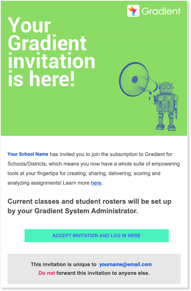 Login Invite for Teachers – Gradient Help Center